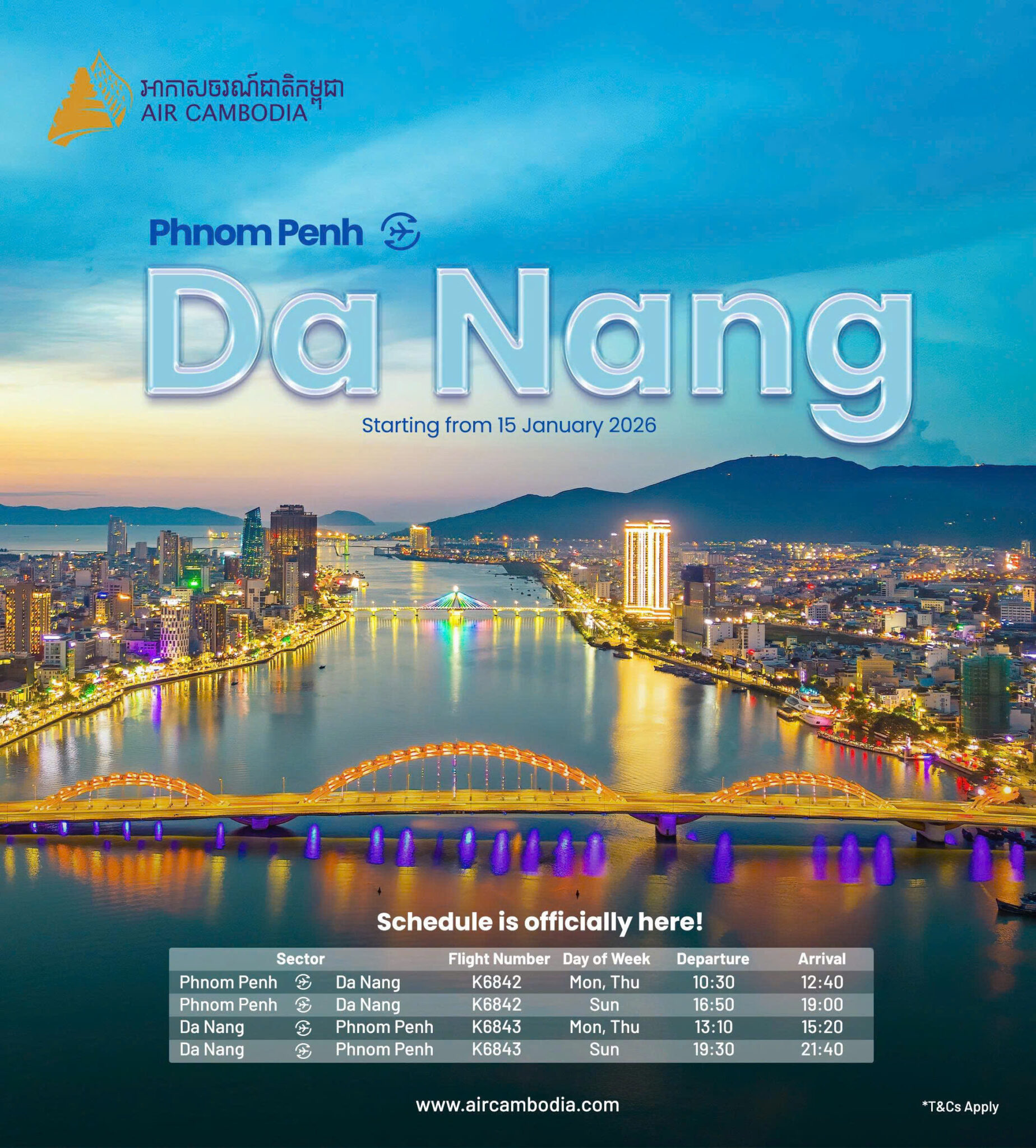 Đà Nẵng chào đón đường bay thẳng Phnom Penh – Đà Nẵng từ 15/01/2026 ...